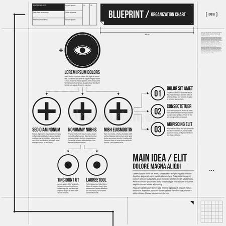 Organization Chart Template in Draft Style Stock Vector - Illustration ...
