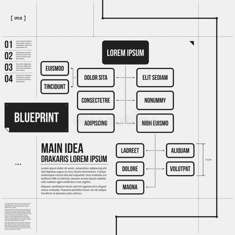 Organization Chart Template in Draft Style Stock Vector - Illustration ...