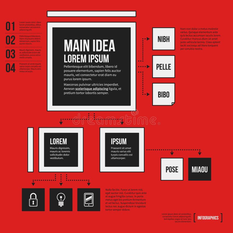 Organization Chart Template with Geometric Elements on Bright Red ...