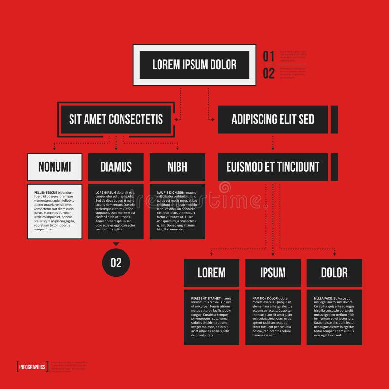 Organization Chart Template with Geometric Elements on Bright Red ...