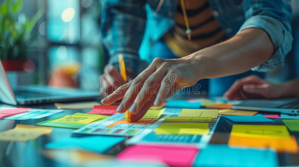 Organization and Collaboration with Colorful Sticky Notes Stock ...