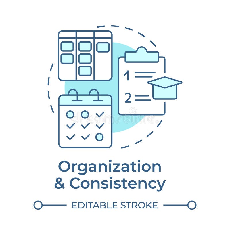 Organization and Consistency Soft Blue Concept Icon Stock Vector ...