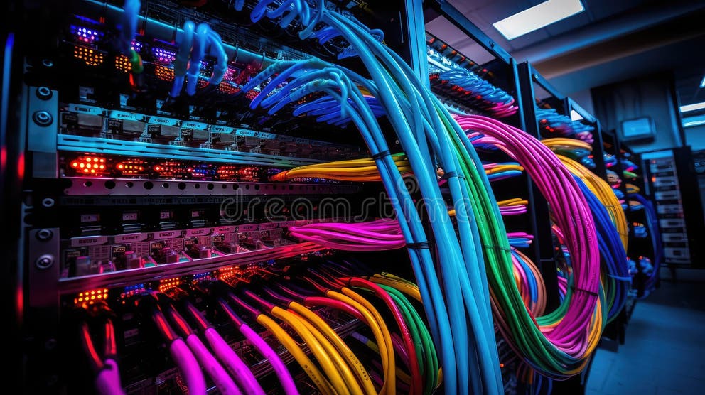 Organization Data Center Cabling Stock Illustration - Illustration of ...