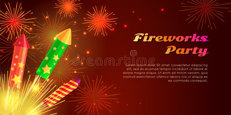 Organization of Fireworks Party. Pyrotechnic Set Stock Vector ...