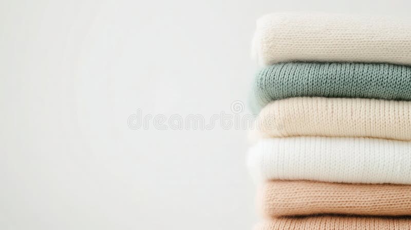 Organization of Folded Beige Clothes Isolated on a Stack Background ...