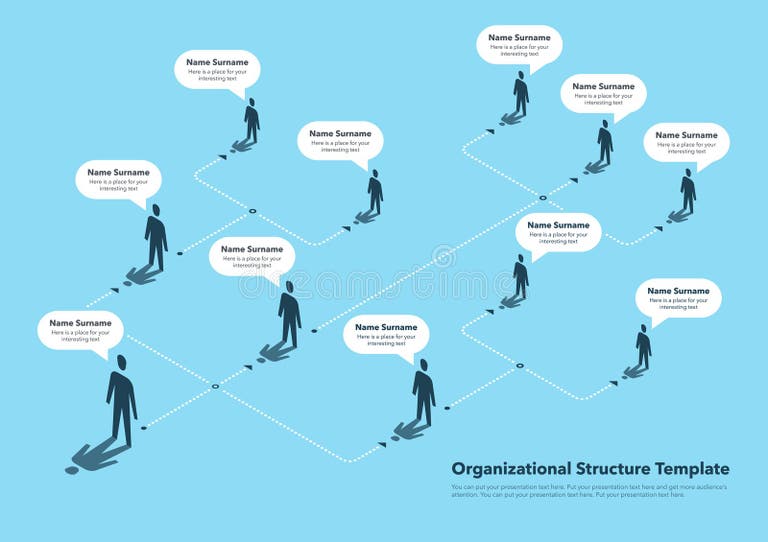 Organization Hierarchy Chart Template with Place for Your Text - Blue ...