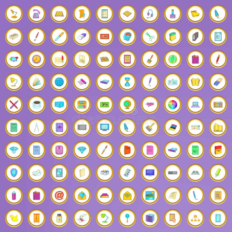 100 Organization Icons Set in Cartoon Style Stock Vector - Illustration ...