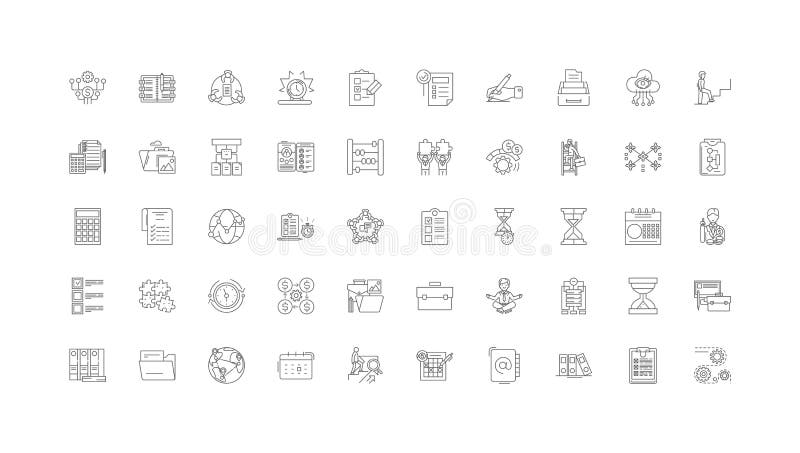 Organization Ideas, Linear Icons, Line Signs Set, Vector Collection ...