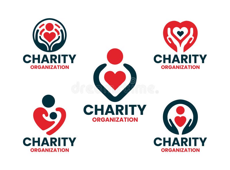 5 Organization Logo Set Red and Dark Blue Version Stock Vector ...