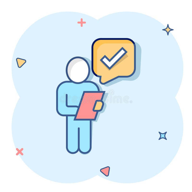 Organization Management Icon in Comic Style. People with Check Mark ...