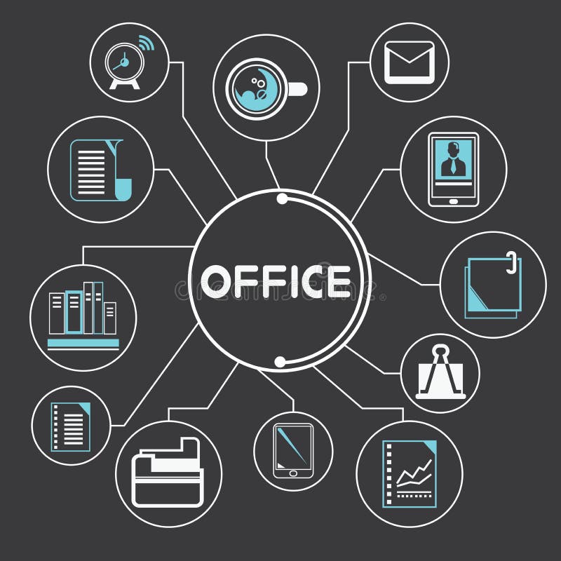 Organization, Office Icons, Infographic Stock Illustration ...