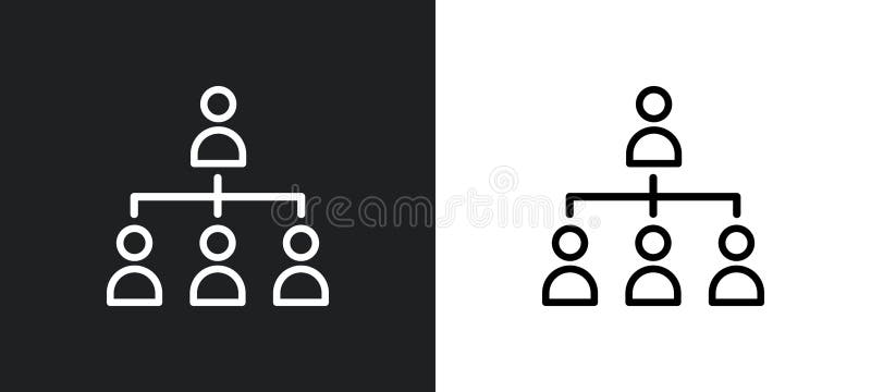 Organization Outline Icon in White and Black Colors. Organization Flat ...