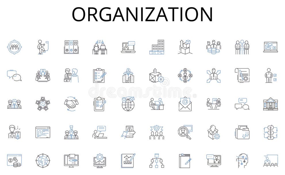 Organization Line Icons Collection. Committed, Devoted, Focused ...
