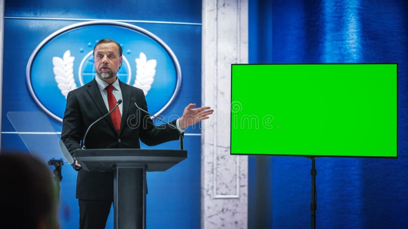 Organization Representative Speaking at a Press Conference in ...