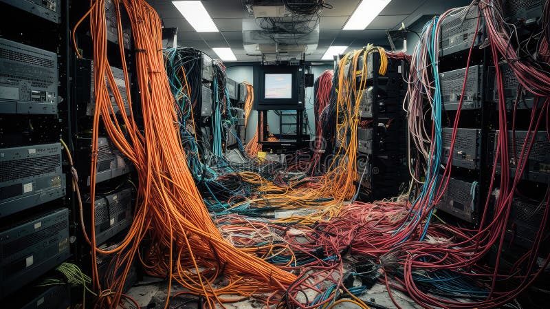 Organization Server Room Cables Stock Photo - Image of haphazard ...