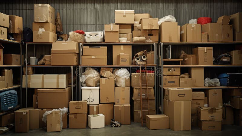 Organization Storage Unit with Boxes Stock Illustration - Illustration ...