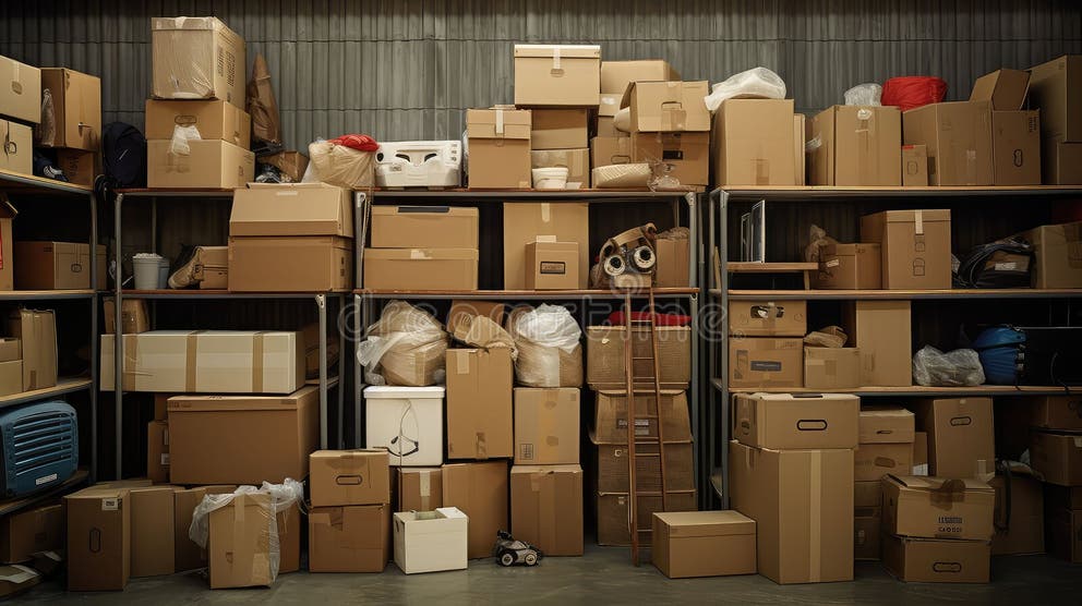 Organization Storage Unit with Boxes Stock Illustration - Illustration ...