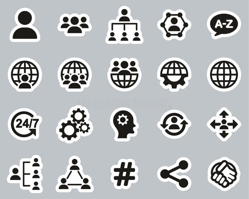 Organization & Structure Icons Black & White Sticker Set Big Stock ...