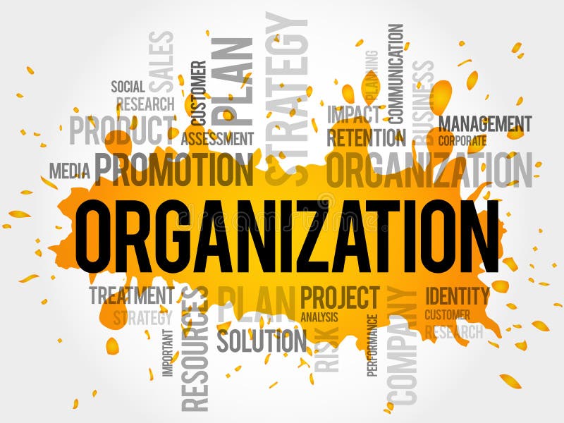 Organization Word Cloud in Shape of Gears Stock Illustration ...