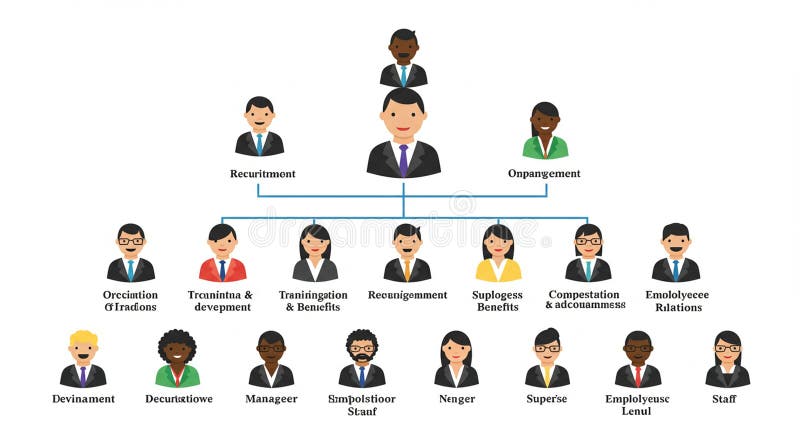 Organizational Chart Features Three Tiers of Human-like Illustrations ...