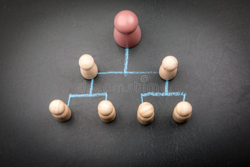 Organizational Hierarchy Structure Concept with Leader Figure and Blue Chalk Connections Stock ...