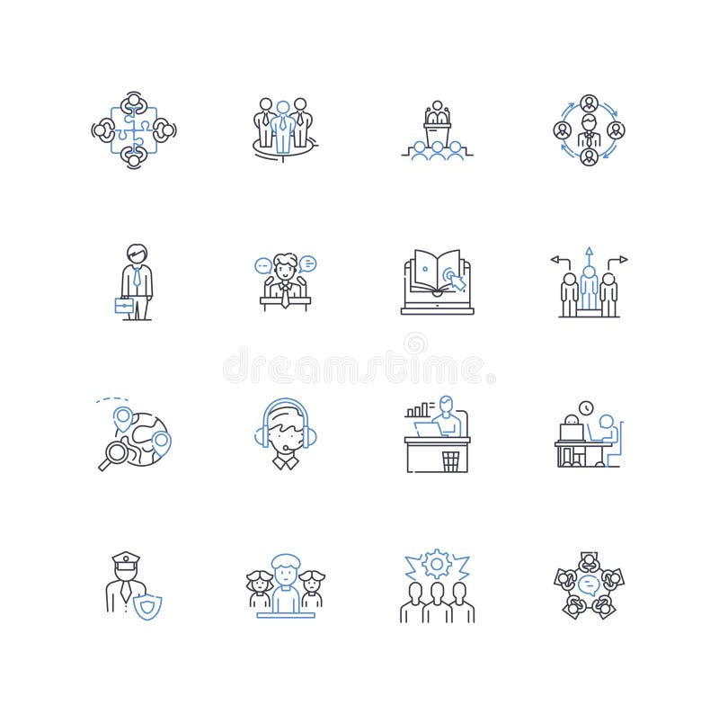 Organizational Management Line Icons Collection. Structure, Strategy ...