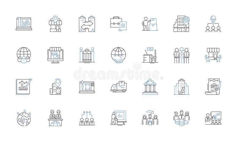 Organizational Mapping Line Icons Collection. Strategy, Alignment ...