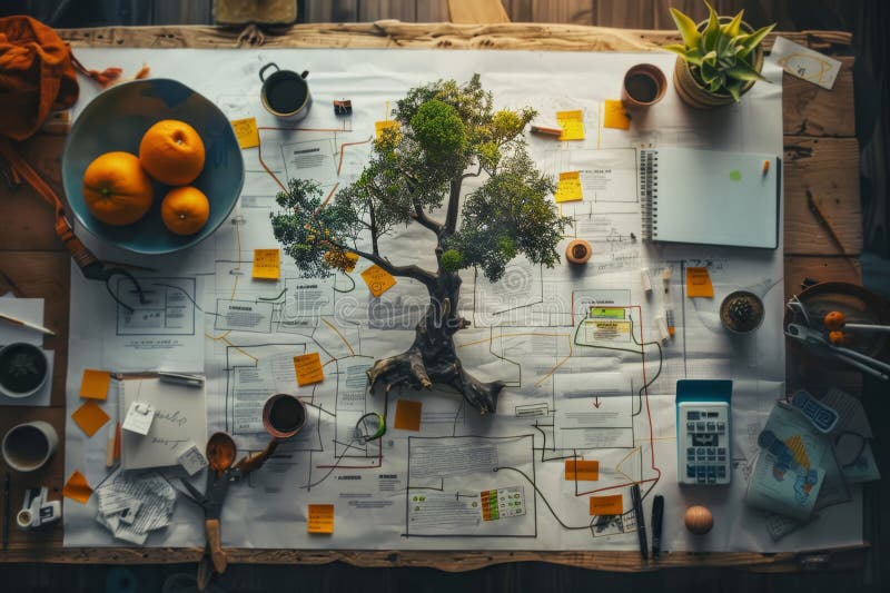 Organizational Mind Map Workspace Stock Illustration - Illustration of ...