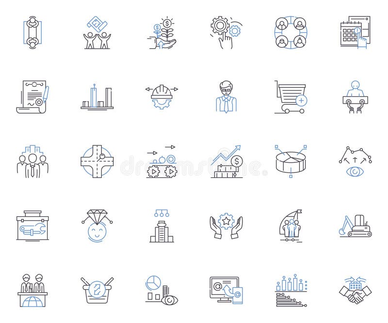 Organizational Process Line Icons Collection. Streamlining ...