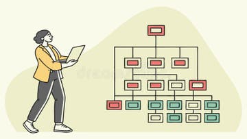 Organizational Structure: Person with Flowchart Org Chart, Vector ...