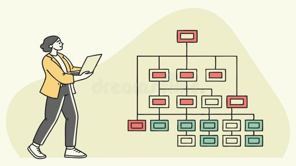 Organizational Structure: Person with Flowchart Org Chart, Vector ...