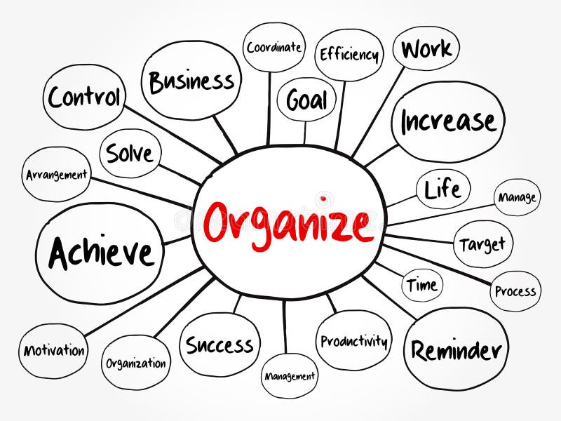 ORGANIZE Mind Map Flowchart Stock Illustration - Illustration of ...