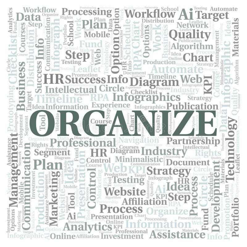 Organize Typography Word Cloud Create with the Text only. Stock ...