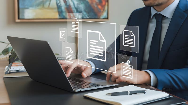 Paperless Office Transition To Online Document Management Stock ...