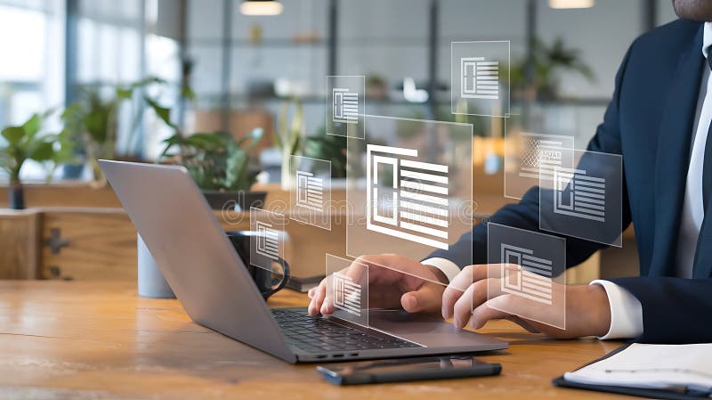 Paperless Office Transition To Online Document Management Stock ...