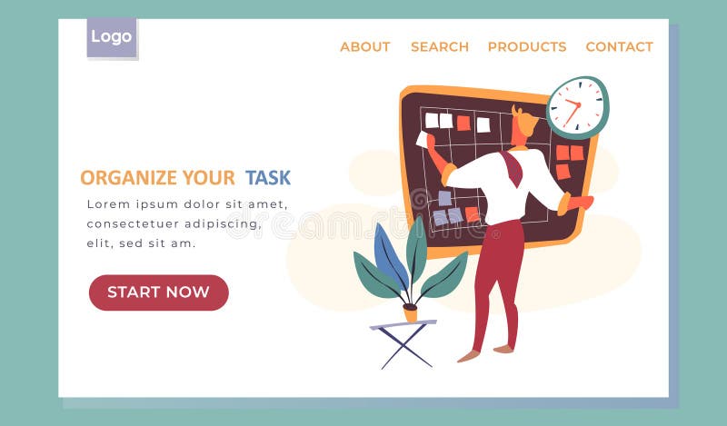 Organize Your Task Landing Page Template with Man Standing Near Board ...