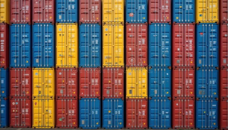 Organized Array of Colorful Shipping Containers Stacked Neatly in ...