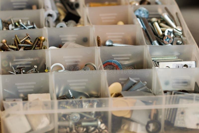 Organized Bolts, Screws, Nuts and Washers. Stock Image - Image of work ...