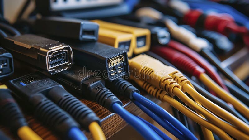 Organized Cctv Cables and Connectors on a Tab Technology Setup Indoor ...