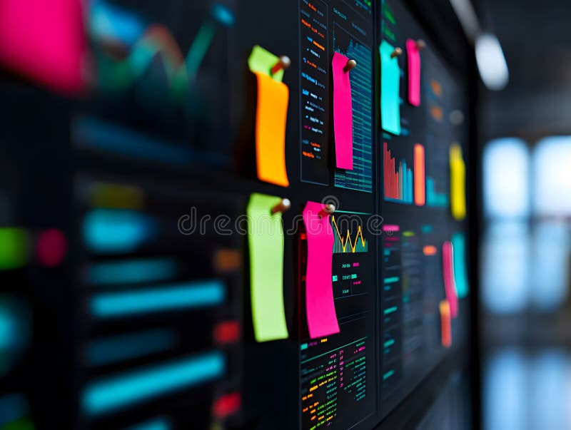"Organized Chaos: Sticky Notes on Fridge and Desk for Reminders" Stock ...
