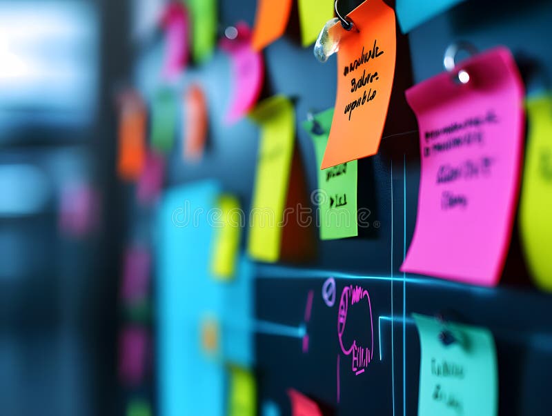"Organized Chaos: Sticky Notes on Fridge and Desk for Reminders" Stock ...