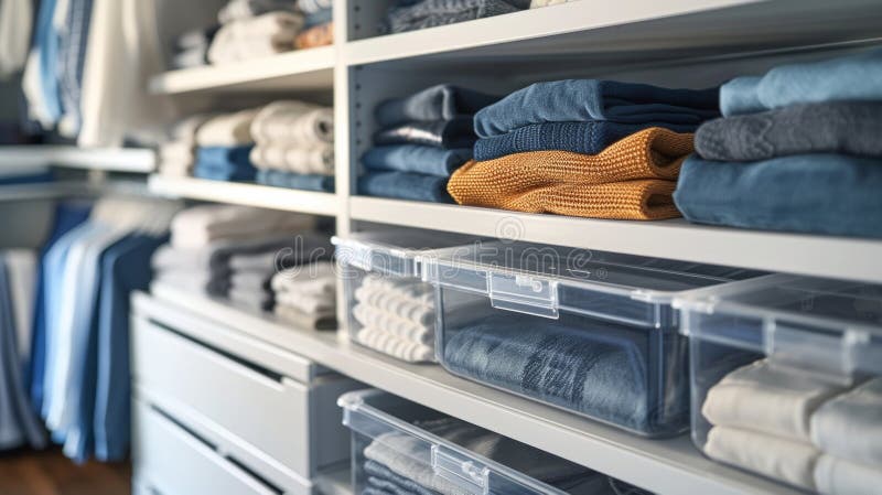Organized Closet Storage System with Neatly Folded Items Stock Image ...
