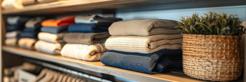 Organized Closet Storage System with Neatly Folded Items Stock Image ...