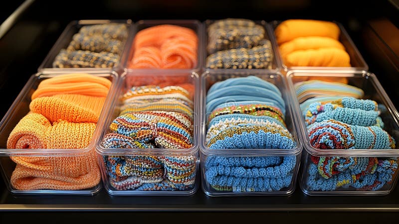 Organized Drawer of Knitted Items Stock Illustration - Illustration of ...