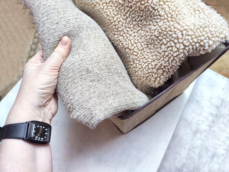 Organized Clothing Storage Using Konmari Folding Method. Neatly Folded ...