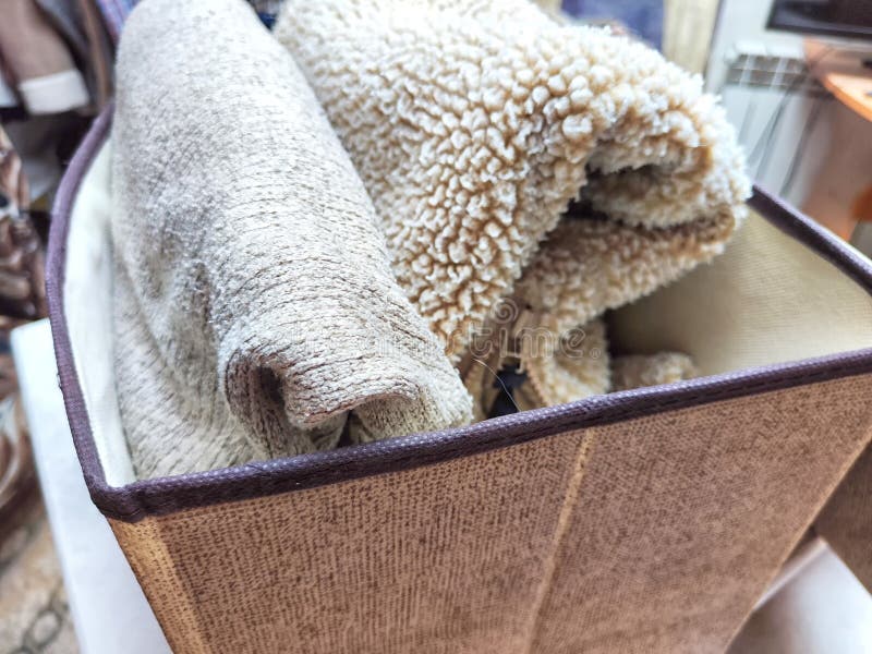 Organized Clothing Storage Using Konmari Folding Method. Neatly Folded ...