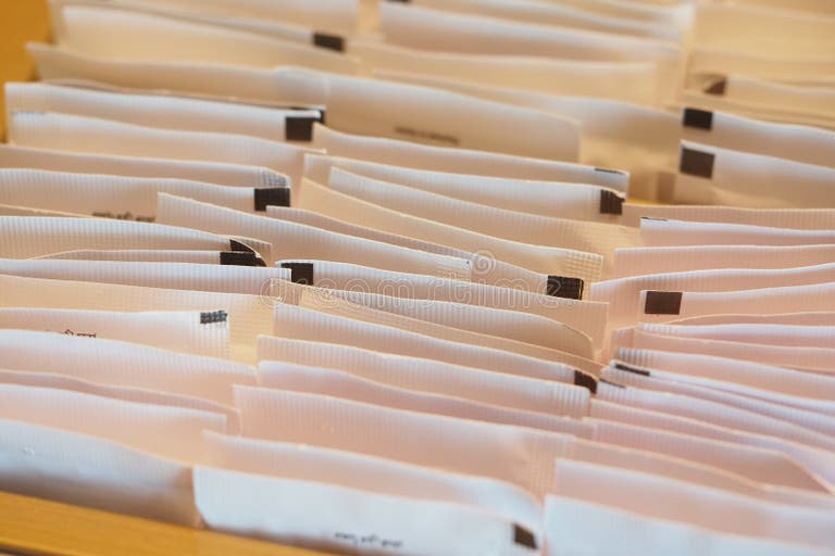 Organized Collection of Sugar Paper Packets Stock Image - Image of cafe ...