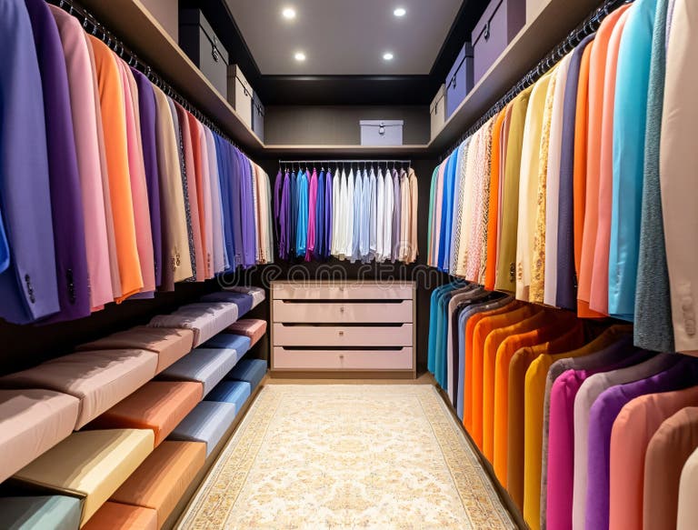 Organized Color Coded Closet Storage Solution Stock Illustration ...