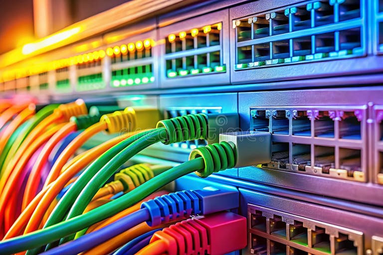 Organized and ColorCoded Network Patch Cables a Minimalist CloseUp for ...