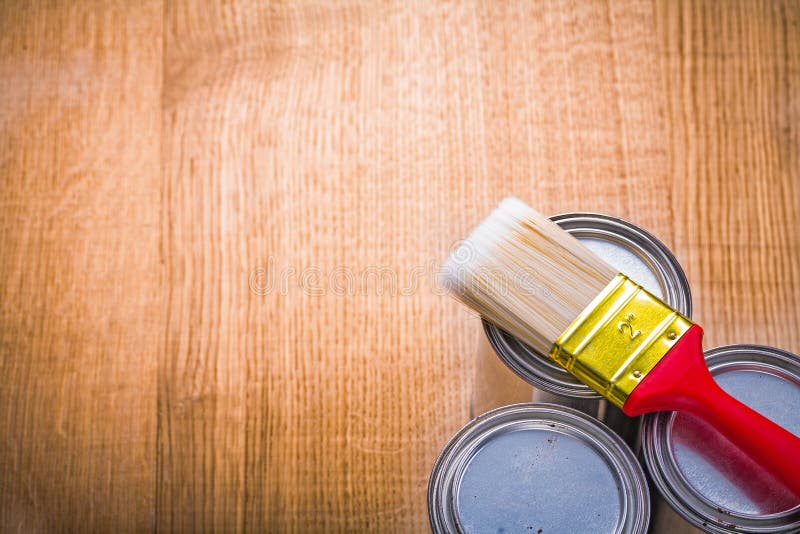 Single Paint Brush In Tray With Roller On Color Stock Image - Image of ...